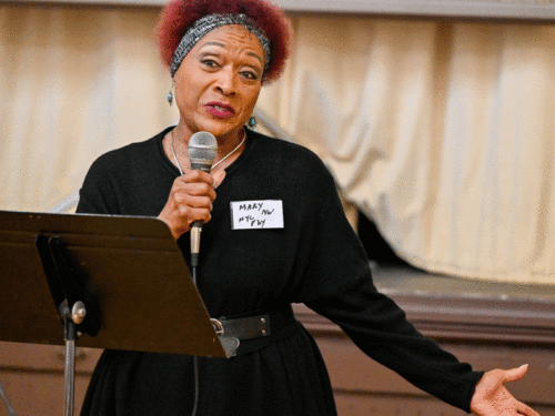 Presbyterian Mission Agency Rev. Dr. Mary Newbern-Williams speaks to ...